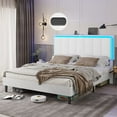 Full Size Led Bed Frame with Charging Station&Led Headboard, Modern ...