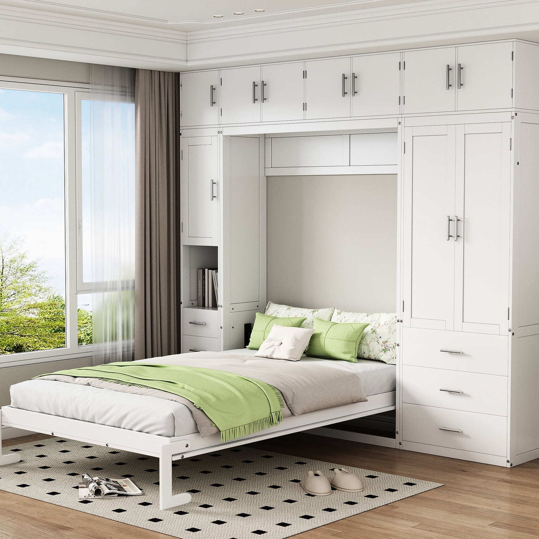 Full Size Lockers Bed - White Color, Space Saving Solution Size, With ...