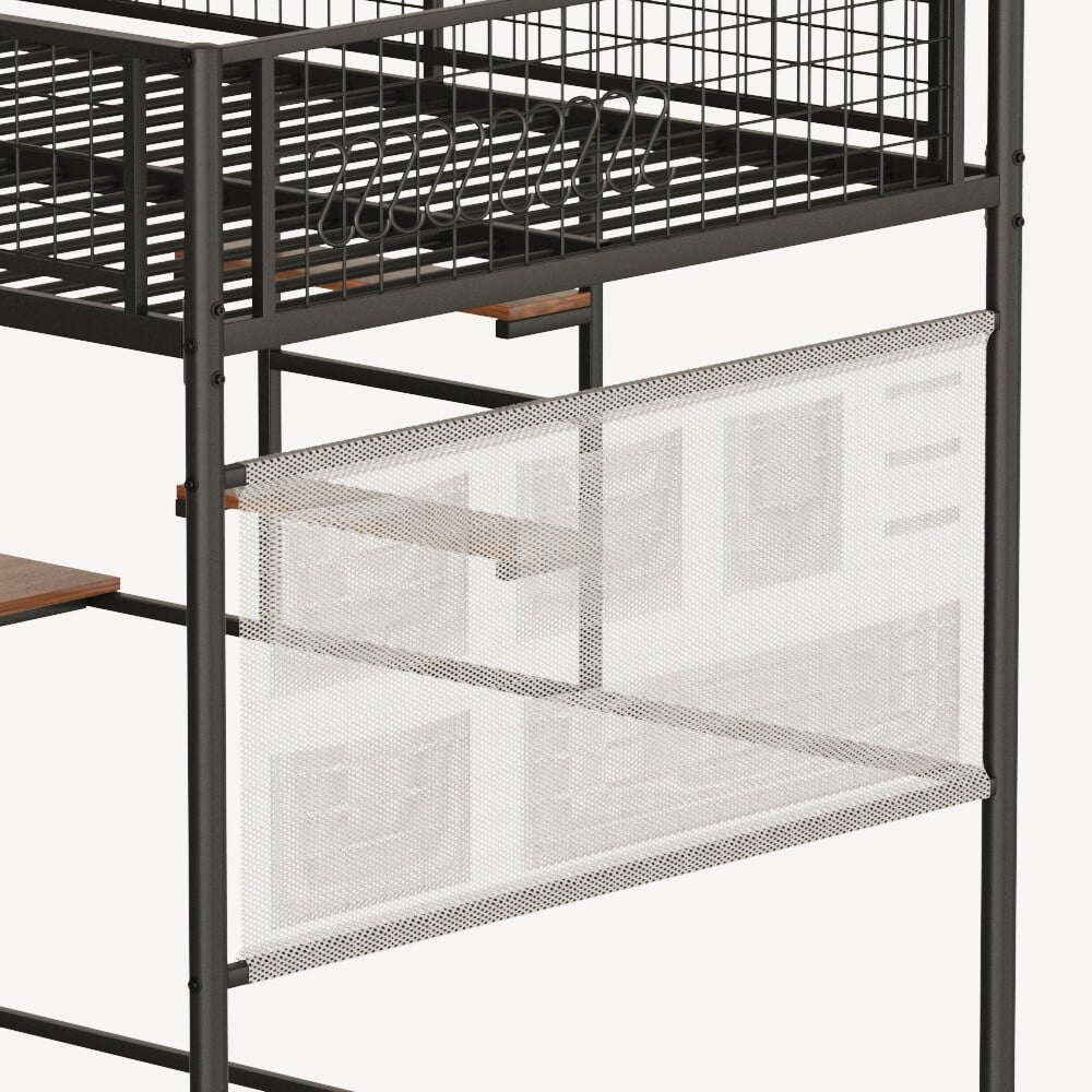 Full Size Loft Bed with Built-In Charging Station & LED Lights - Heavy ...
