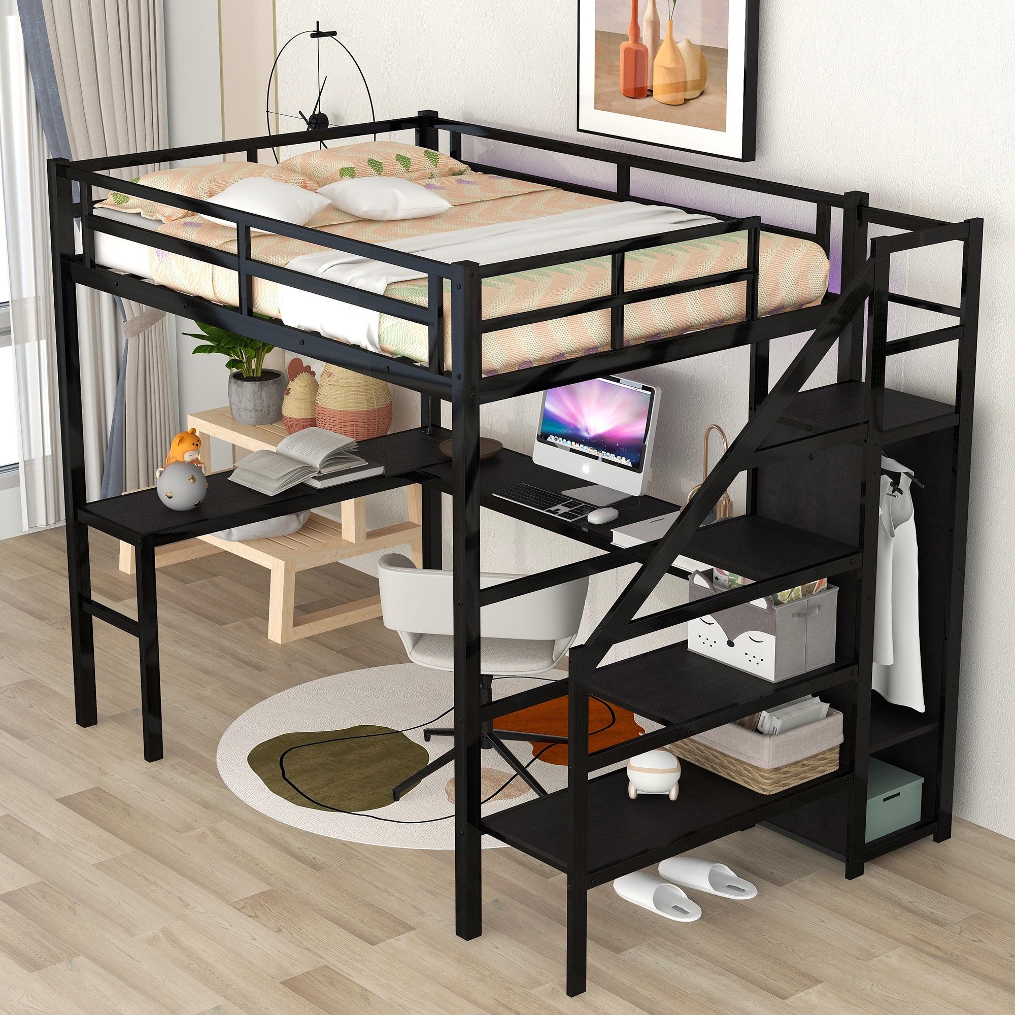 DHP Miles Metal Full Loft Bed with Desk, Silver - Walmart.com