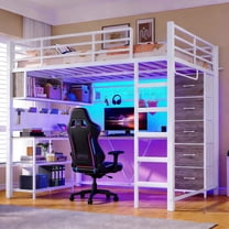 Afuhokles Loft Bed Full Size with U-Shaped Desk, 6 Storage Drawers ...