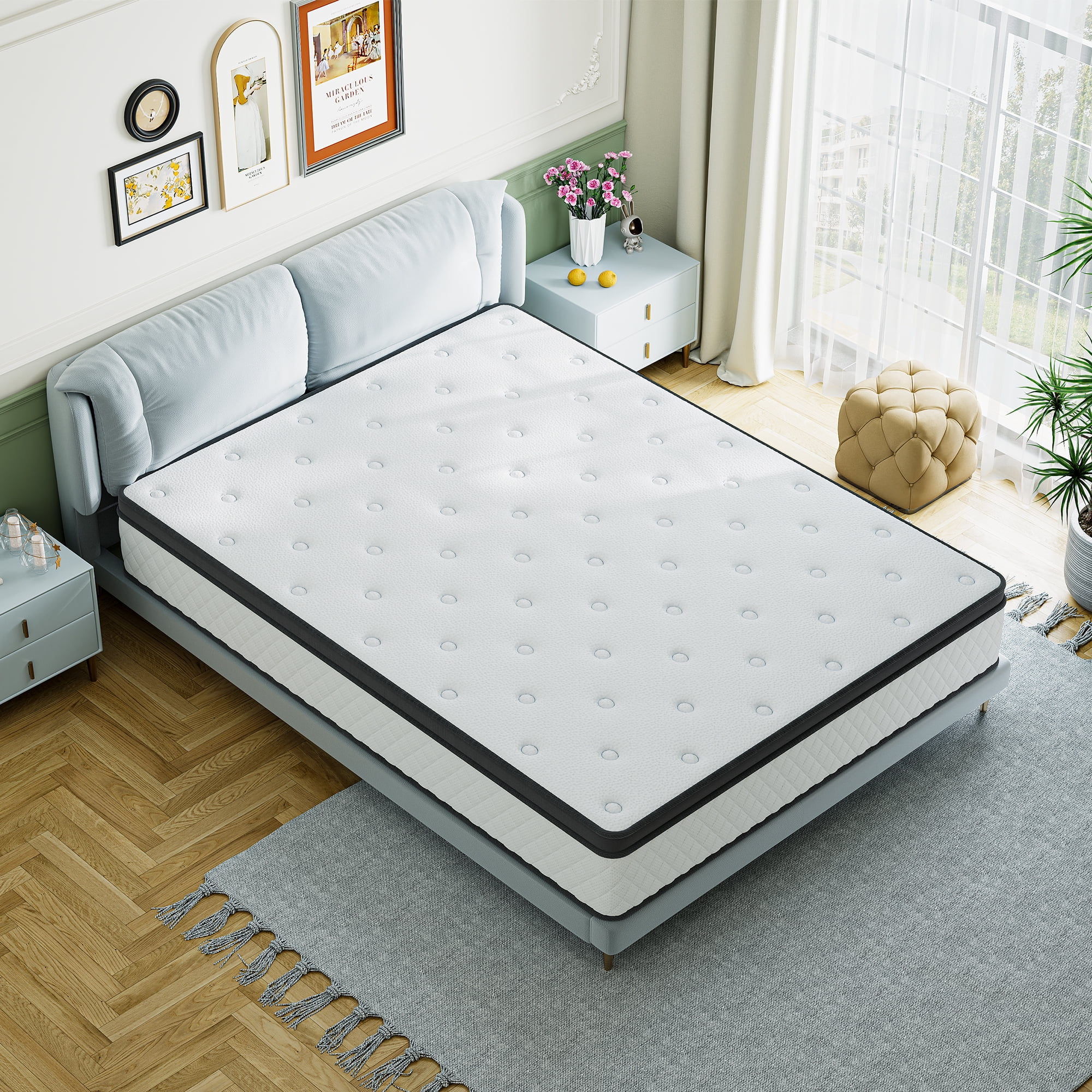 Full Size Mattress-10 Inch Medium Firm Hybrid Mattress with Cooling Gel ...
