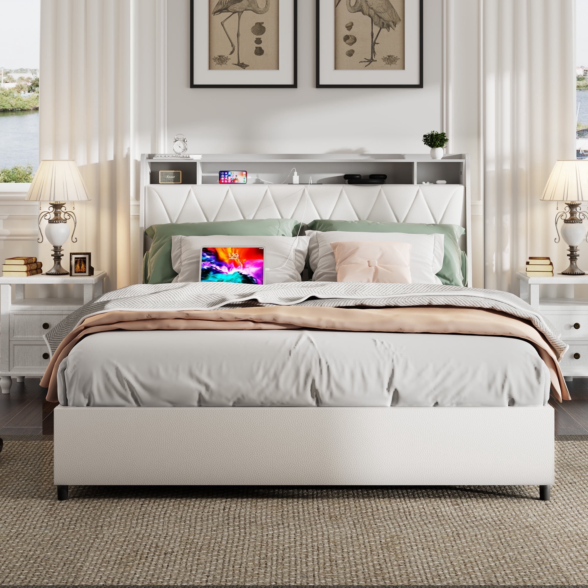 Full Size Maximized Space Bed Frame with Ergonomic Headboard, Platform ...