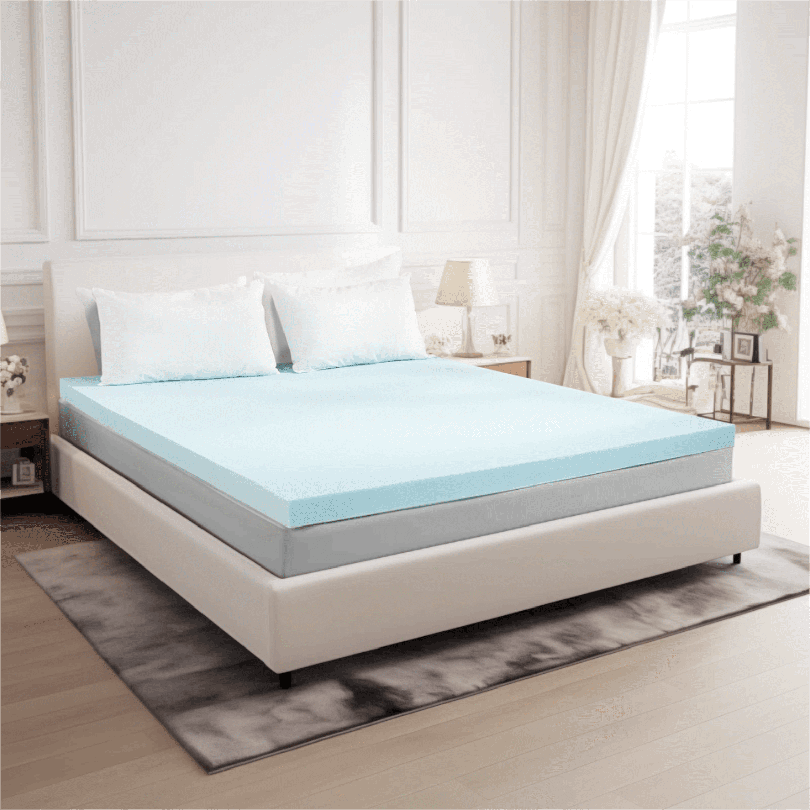 Full Size Dual Layer Memory Foam Mattress Topper, 4 inch, Removable ...