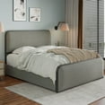 Full Size Metal Bed Frame with Curved Upholstered Headboard and ...