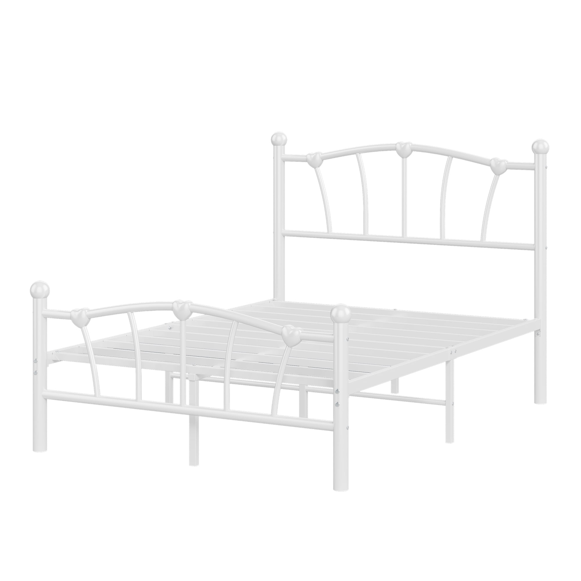 Full Size Metal Bed Frame for Girls,Platform Bed with Heart-Shaped ...