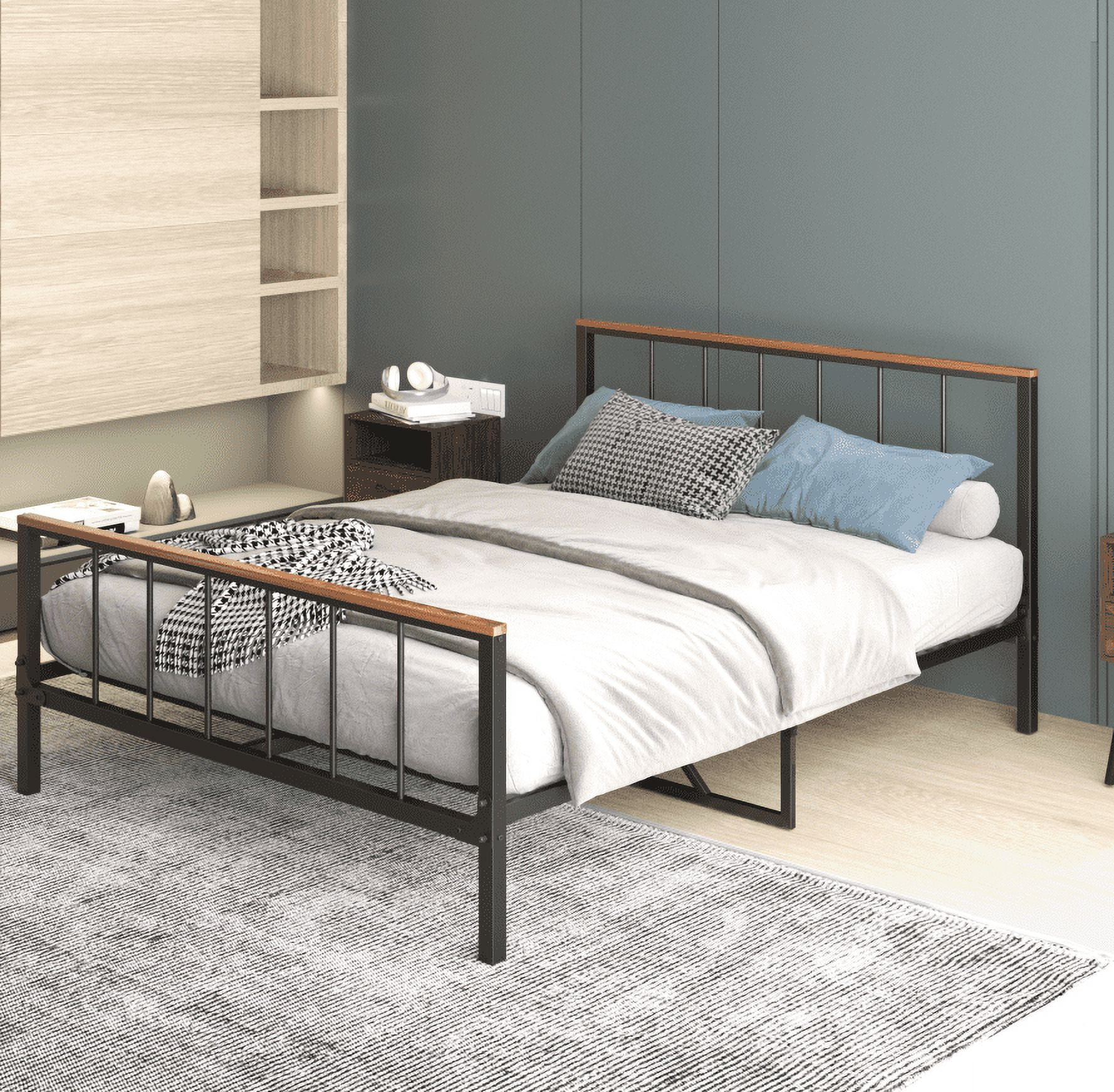 Full Size Metal Platform Bed Frame, uhomepro Heavy Duty Mattress ...