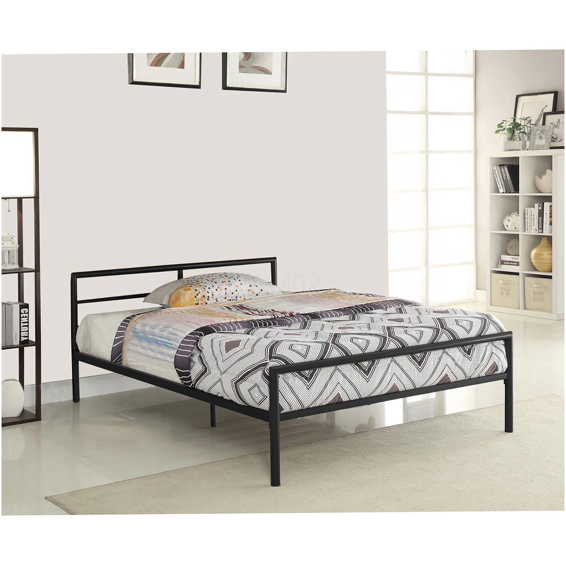 Full Size Metal Platform Bed Frame with Headboard, Modern Low Profile ...