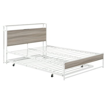 Tslinn Metal Full Size Bed Frame with Headboard and Footboard,White ...