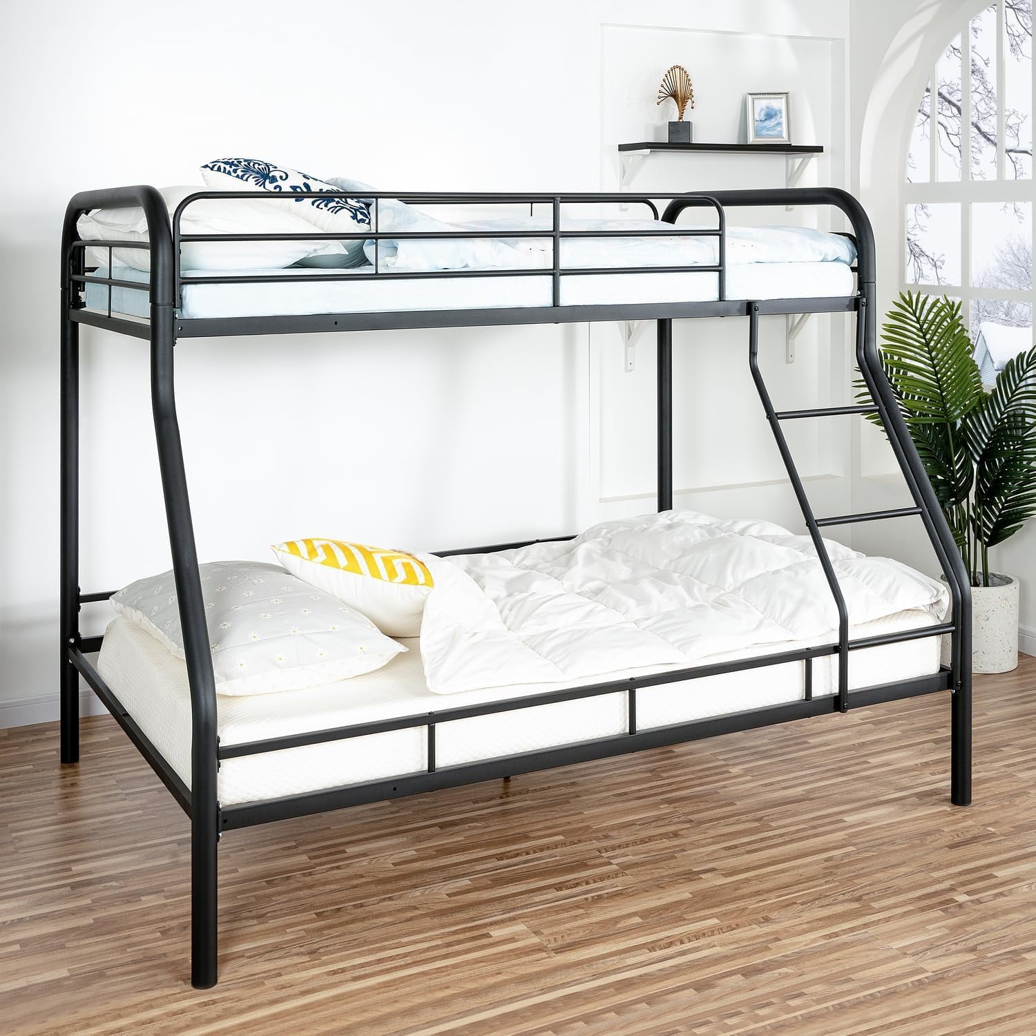 Over Full Size Metal bunk Bed, Heavy Duty Metal Bunk Bed with Safety ...