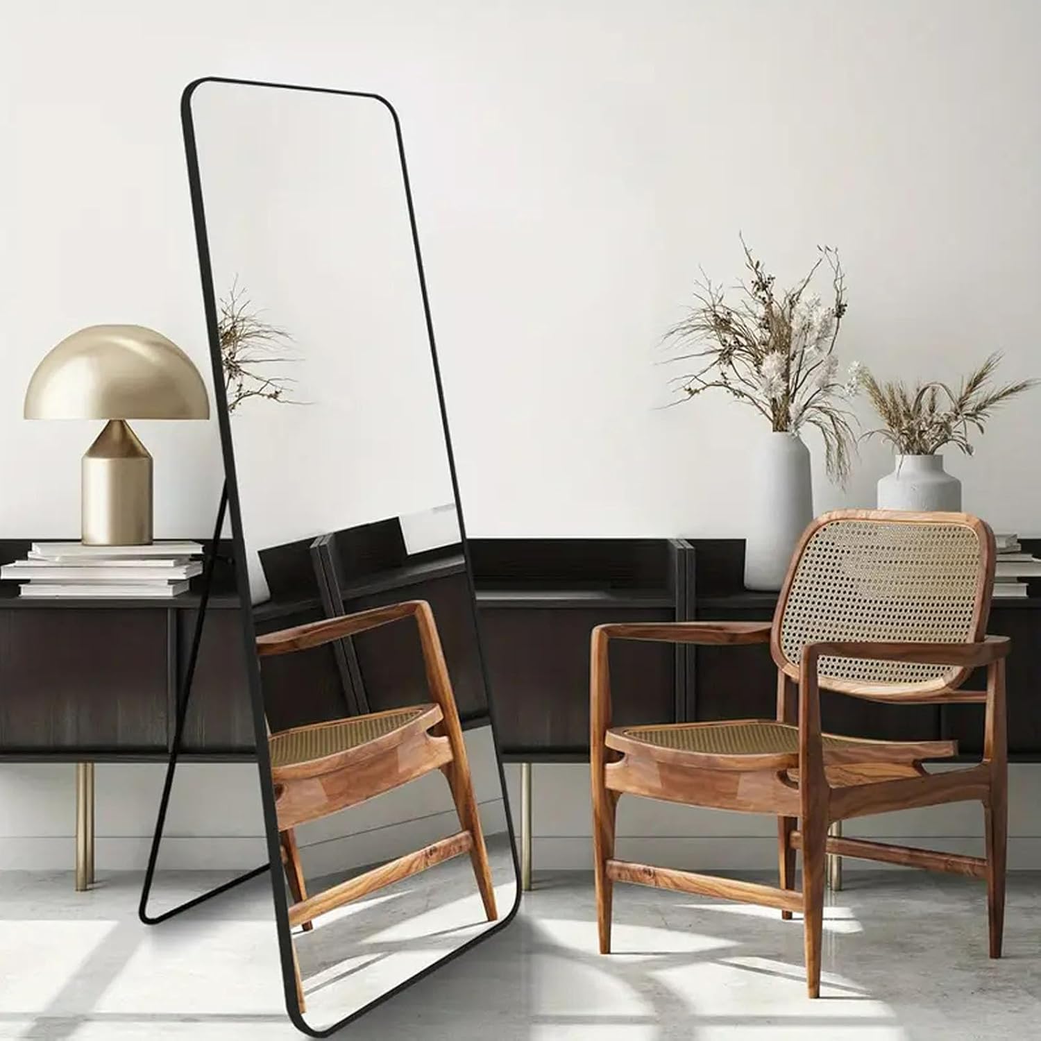 Full Size Mirror,Aluminum Frame 16 inches x 59 inches with Sturdy Glass ...