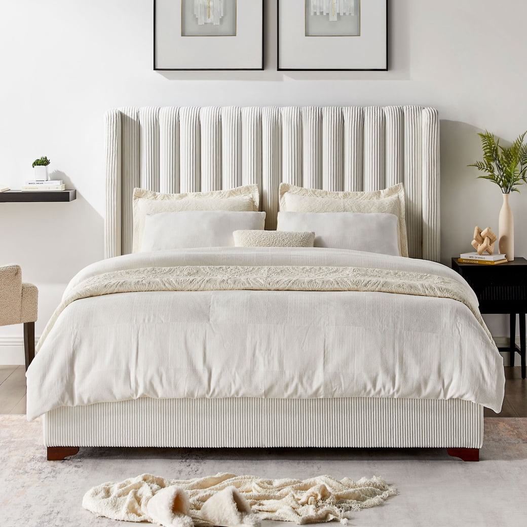 Full Size Modern Design Bed Frame, Upholstered Platform Bed Frame with ...