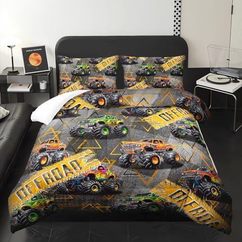 Full Size Monster Truck Comforter Sets for Boys，Monster Truck Full Size ...