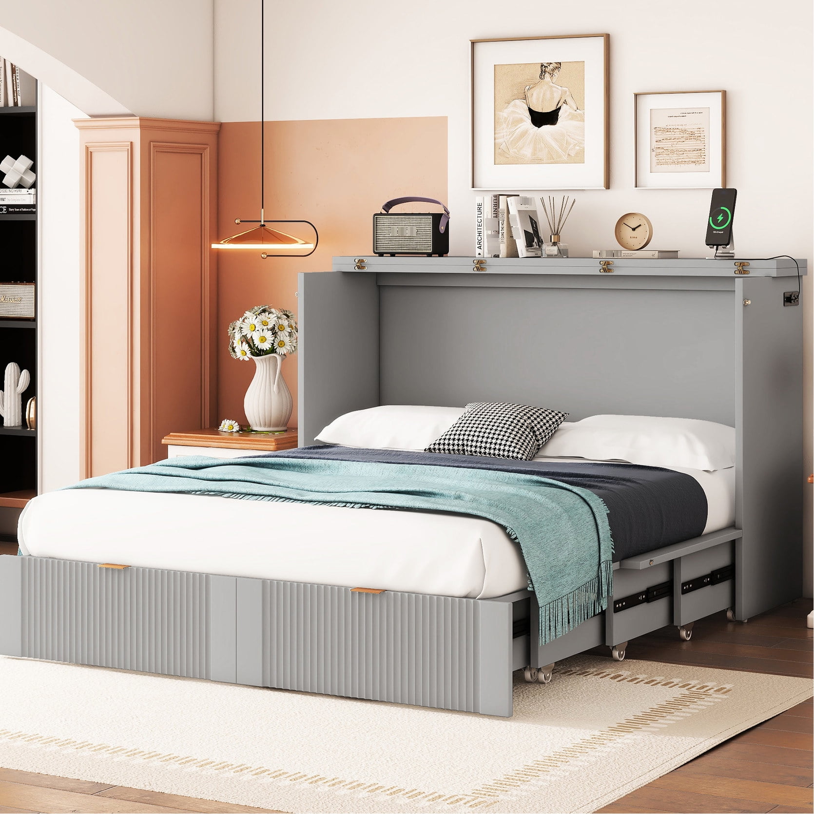 Full Size Murphy Bed with Dual Piston Mechanism / Easy Lifting and ...