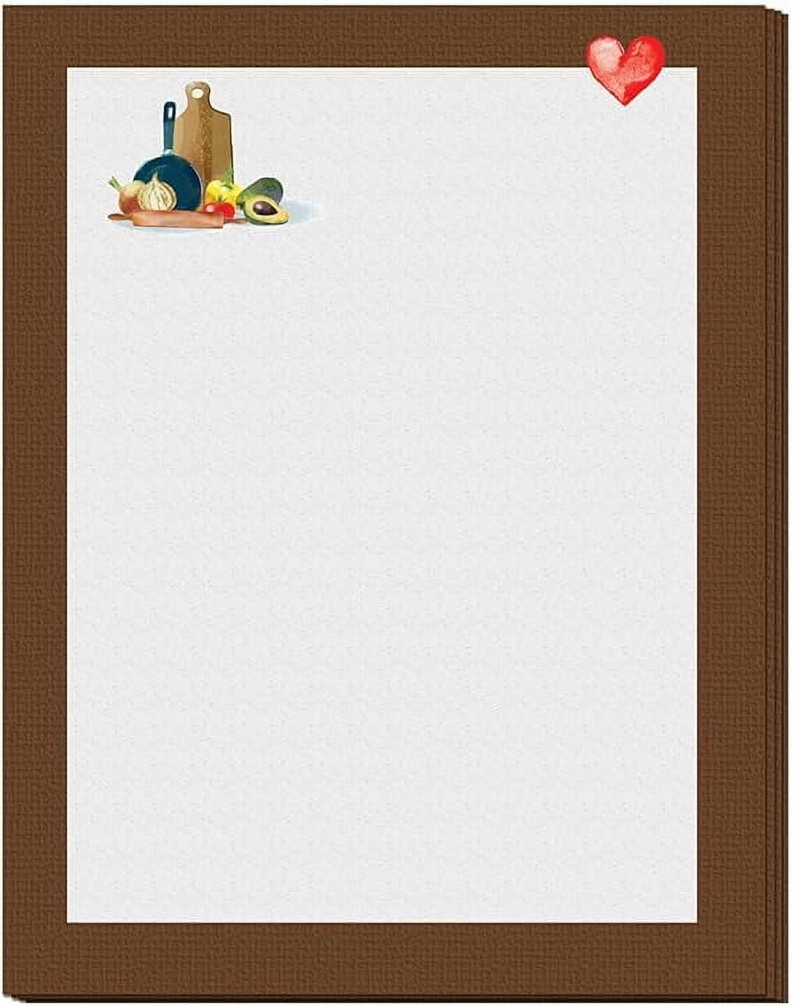 Full Size Paper Recipe Pages, Pack of 25 Sheets for Printing and ...