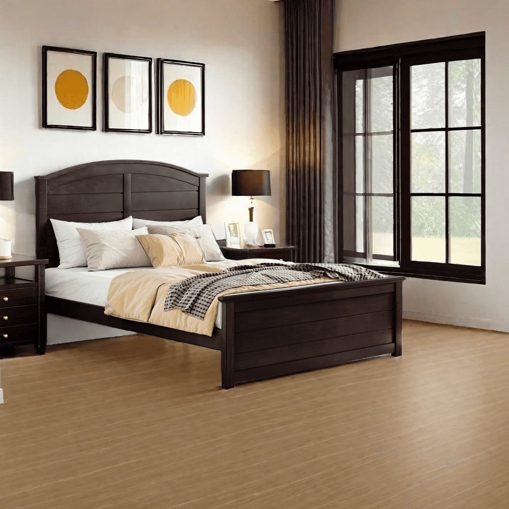 Full Size Platform Bed, Farmhouse Wooden Platform Full Size Bed with ...