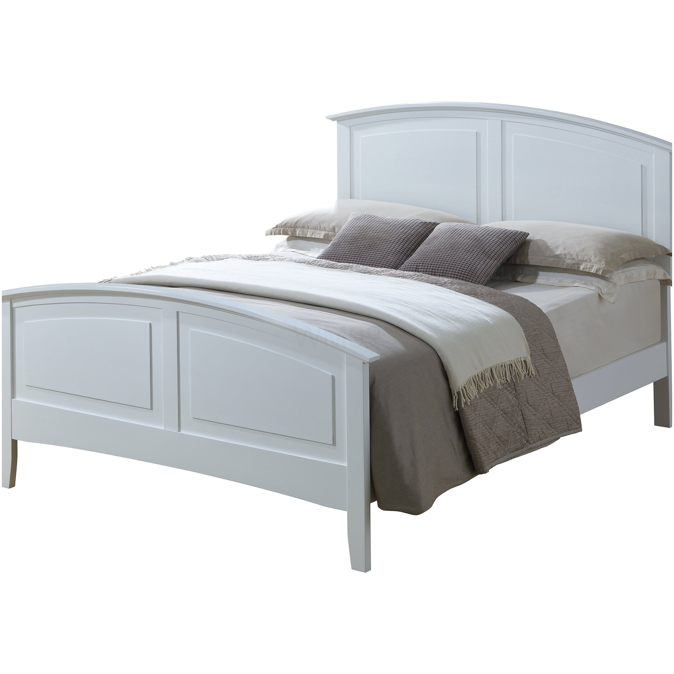 Full Size Platform Bed Frame with Headboard, White Modern Bed for ...