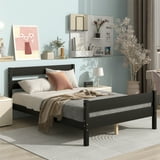 Full Size Platform Bed, Solid Wood Platform Bed Frame with Headboard ...