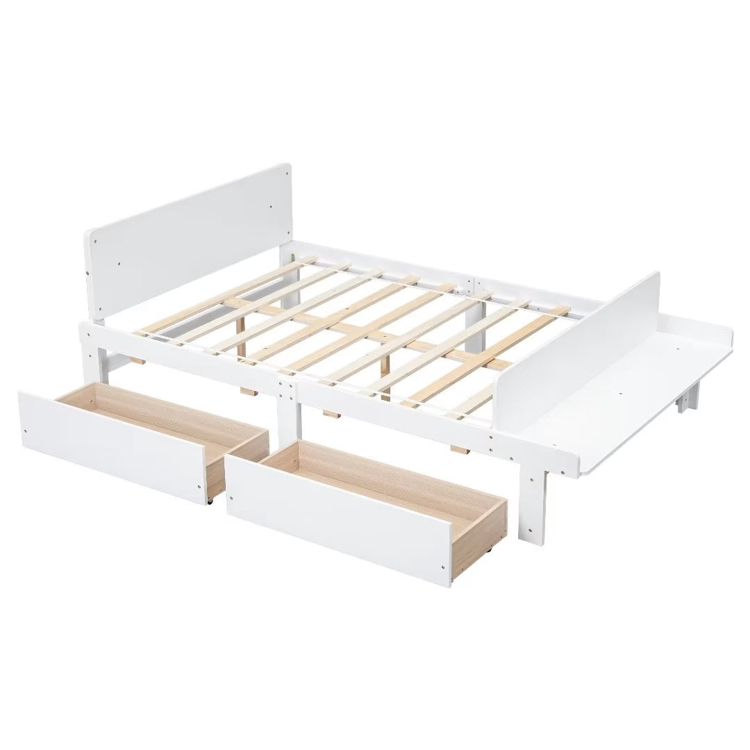 Full Size Platform Bed, Wood Bed Frame with Headboard and Footboard ...