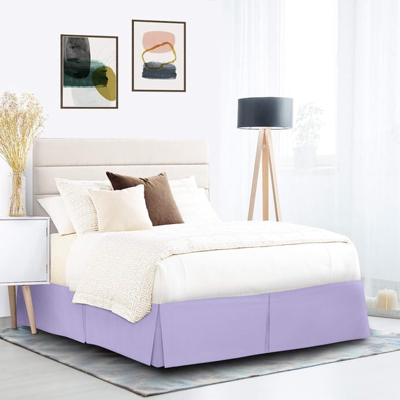 Full Size Pleated Bed Skirt, Lavender, 12 Inch Drop, 120 GSM Microfiber ...
