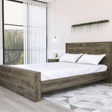 Full Size Rectangle Bed Frame | Dark Brown Manufactured Wood, Sturdy ...