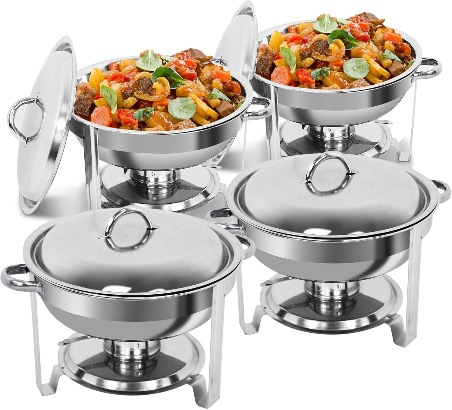 Full Size Round Chafing Dish 5 Quart Stainless Steel Tray Buffet ...