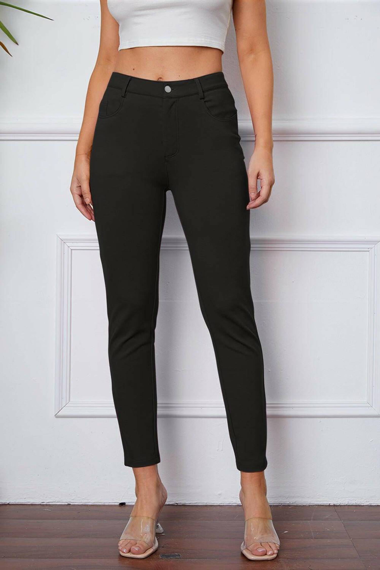 Full Size Slim Fit Pants by Basic Bae - Walmart.com