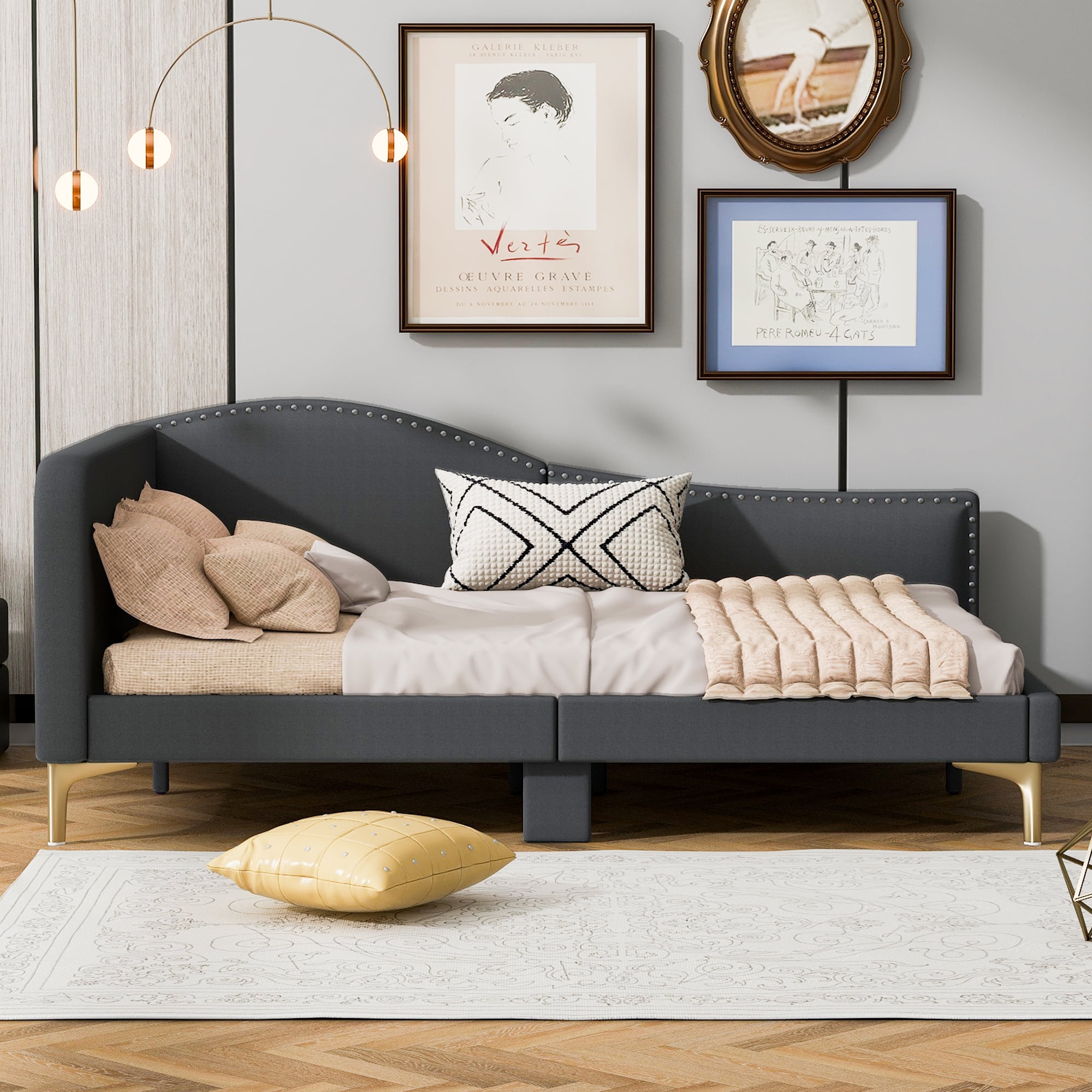 Full Size Upholstered Daybed for Kids and Adults, Twin Daybed with ...