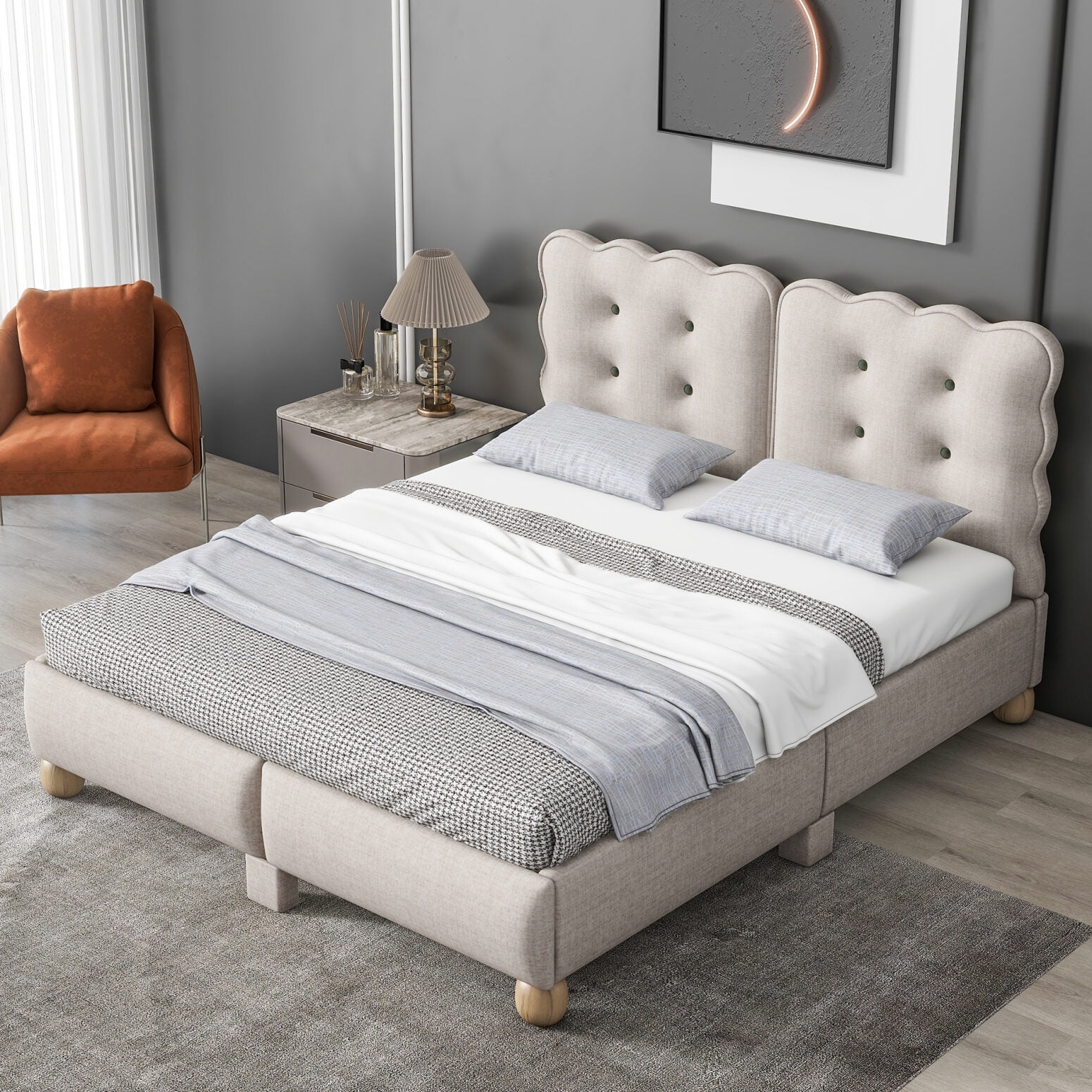 Full Size Upholstered Platform Bed Frame, Upholstered Platform Beds ...