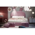 Full Size Upholstered Platform Bed with Cartoon Ears Shaped Headboard ...