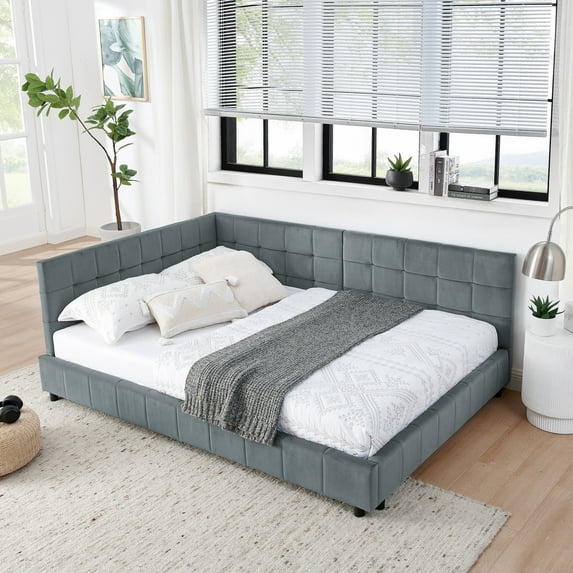 Full Size Velvet Bed Frame for Bedroom and Living Room | Clean ...