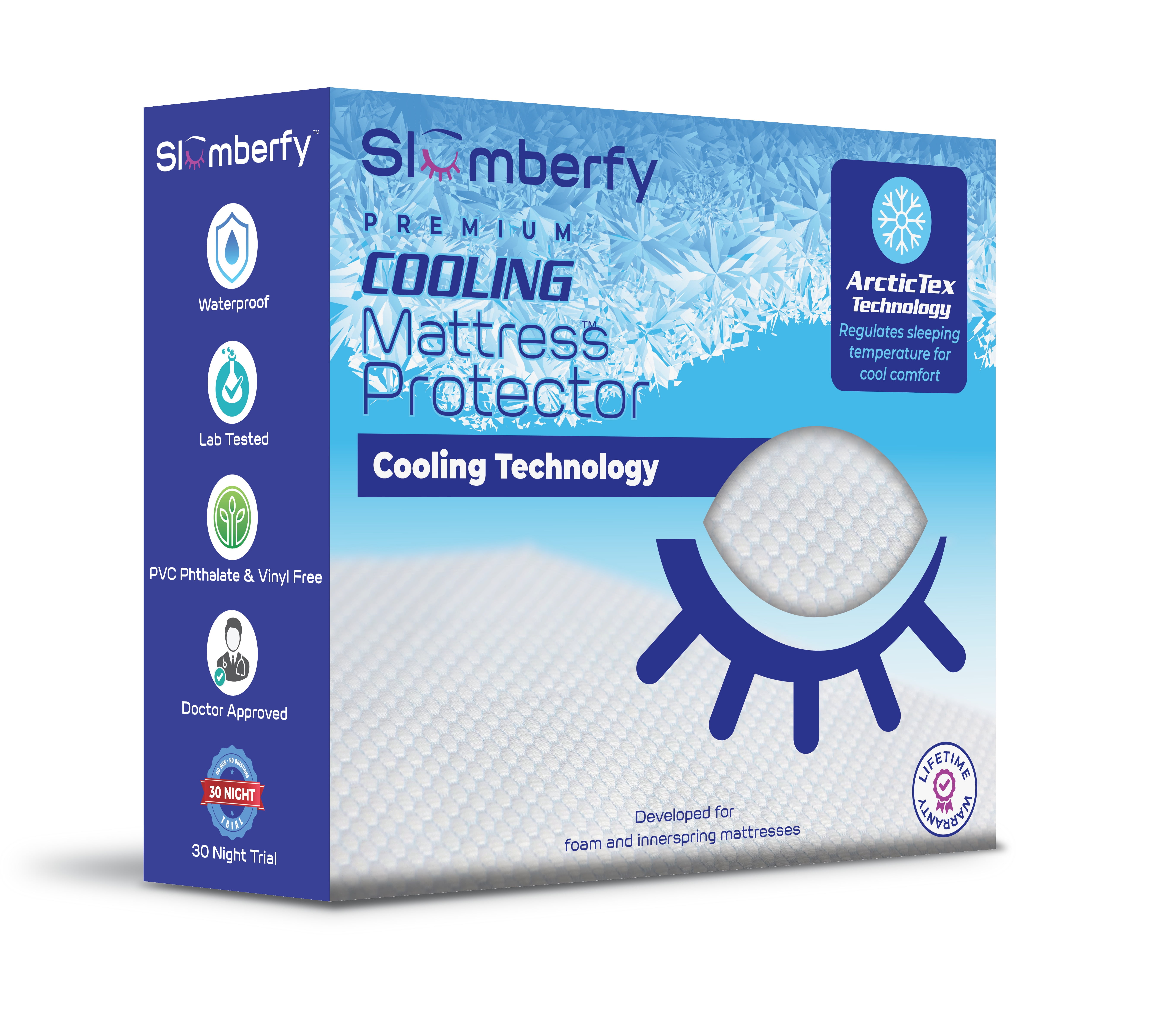Slumberfy Full Size Waterproof Cooling Mattress Protector, ArcticTex ...