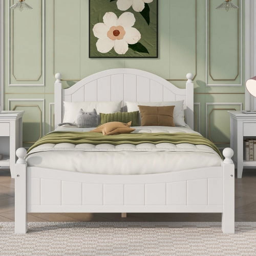 Full Size Wood Bed Frame with Headboard, Traditional Concise Style ...