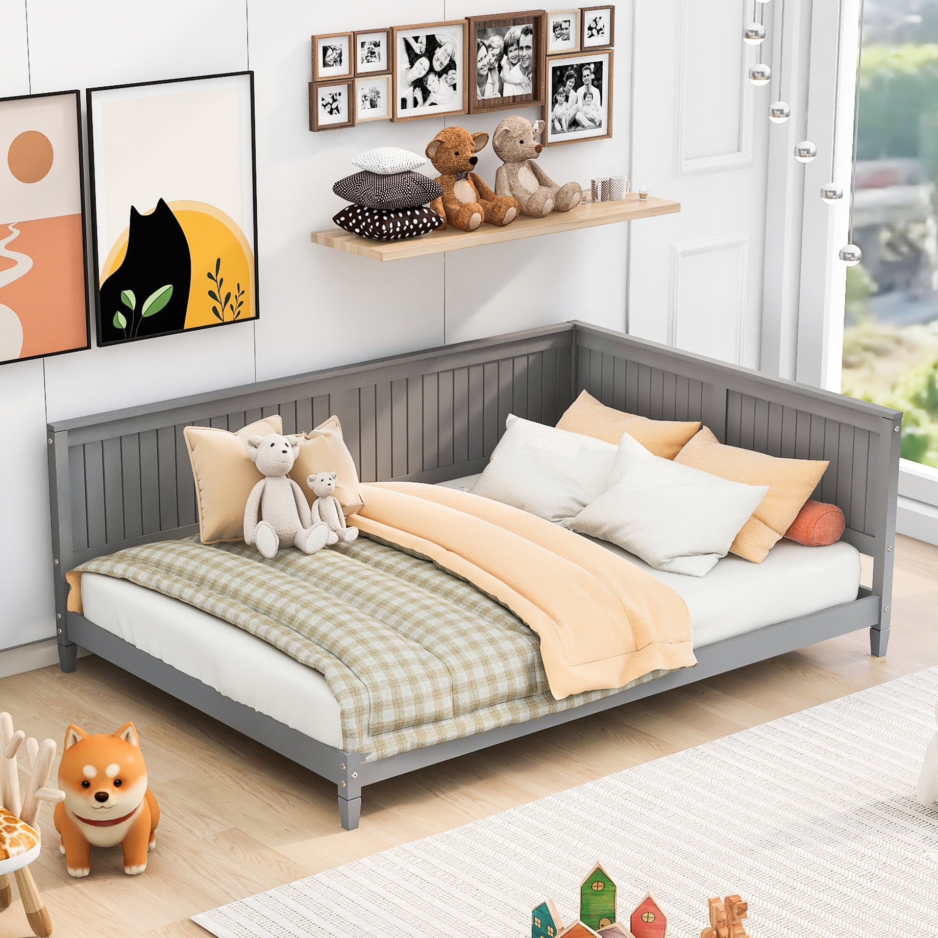 Full Size Wood Daybed | Switchable Bed & Sofa for Home Decor, Sturdy ...
