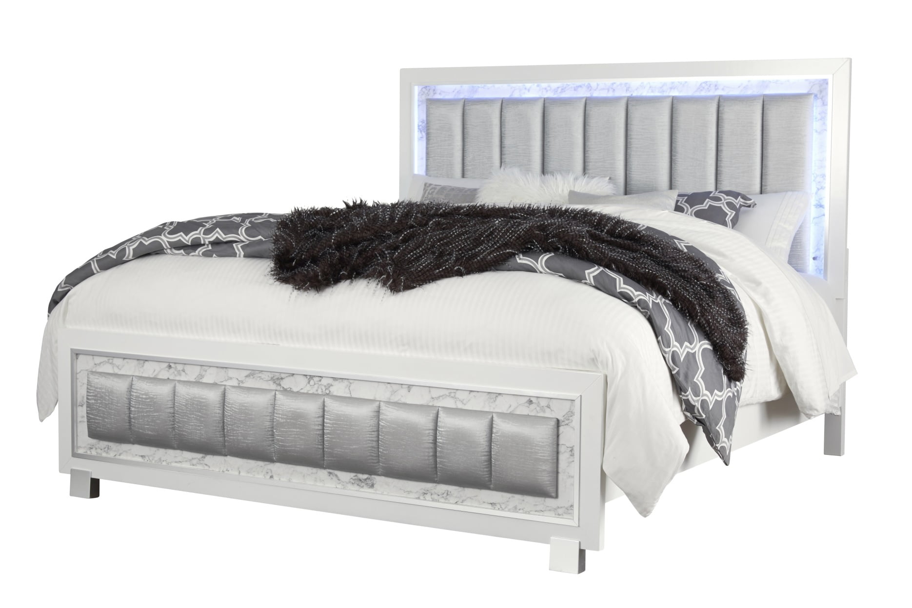 Full Size Wooden Frame Platform Bed with Padded Headboard, Footboard ...