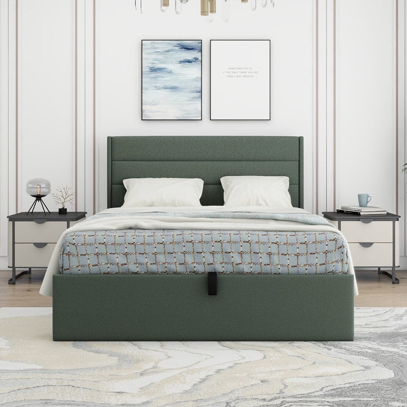 Full SizeUpholstered Hydraulic Lift Up Storage Platform Bed,Hunter ...