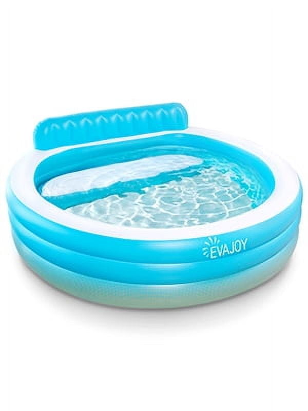 Full-Sized Inflatable Swimming Family Pool with Seats 88”x85”X30” Above ...