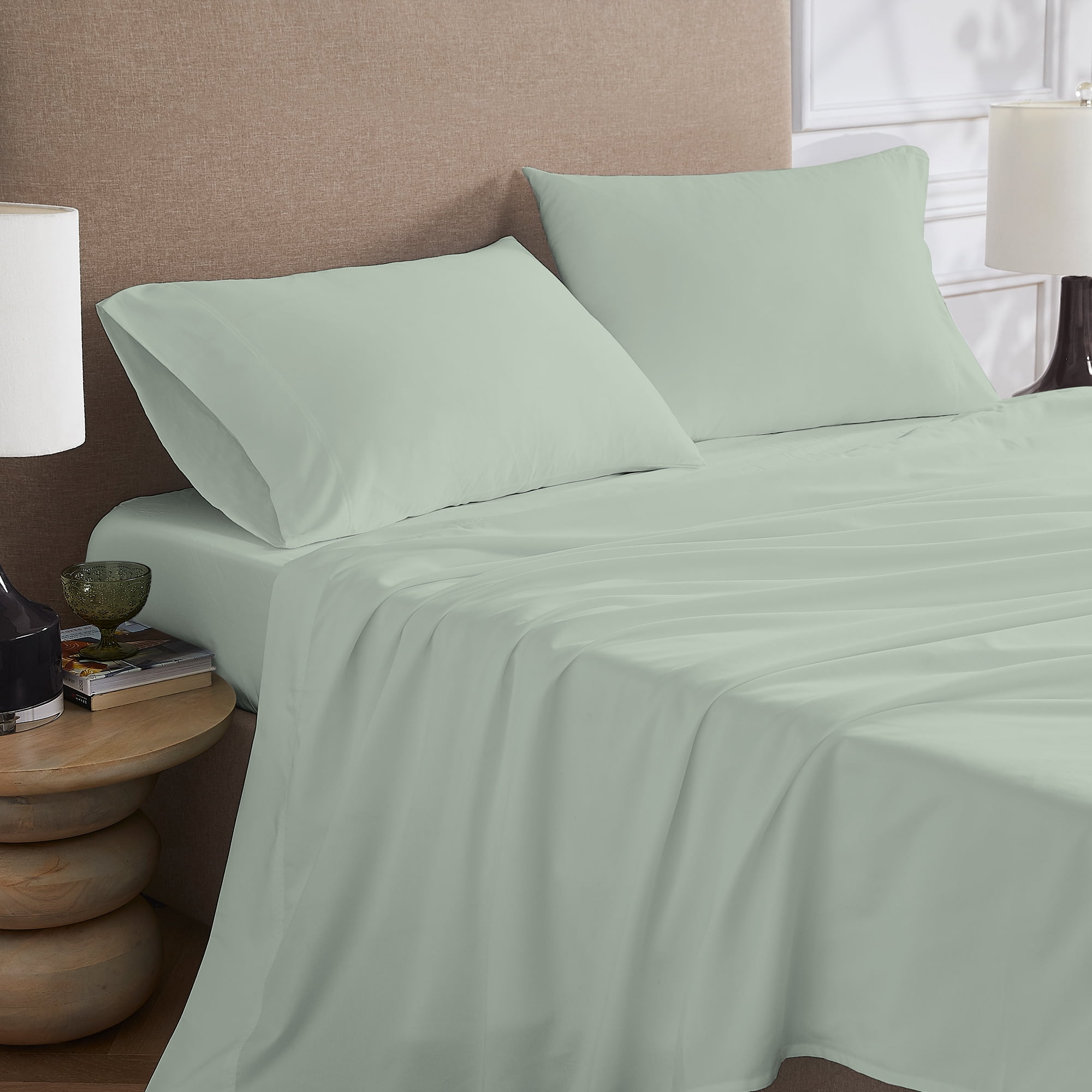 Color Sense Brushed Percale Cotton Blend - 4 Piece Bed Sheet Set - Cool ...