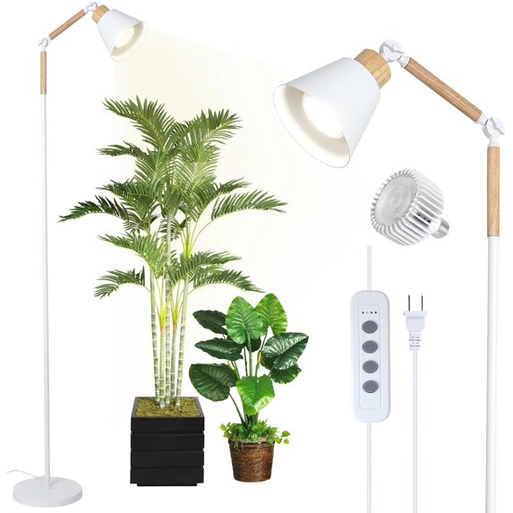 Full Spectrum 20W Grow Light Bulb with Timer, Adjustable 75'' Standing ...