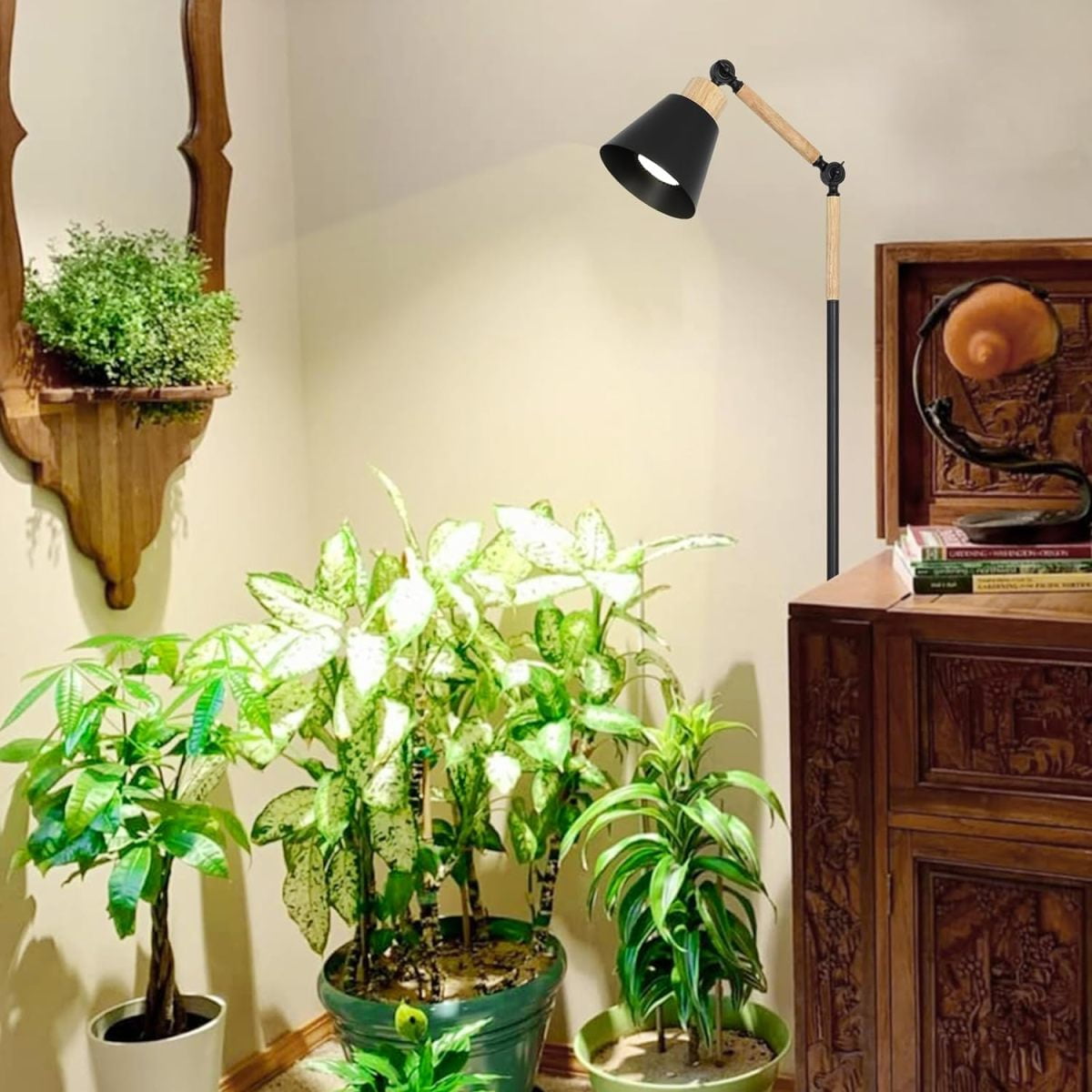 Full Spectrum Grow Light for Indoor Plants 20W COB Lamp with 4/8/12H Timer 75" Height Adjustable ...