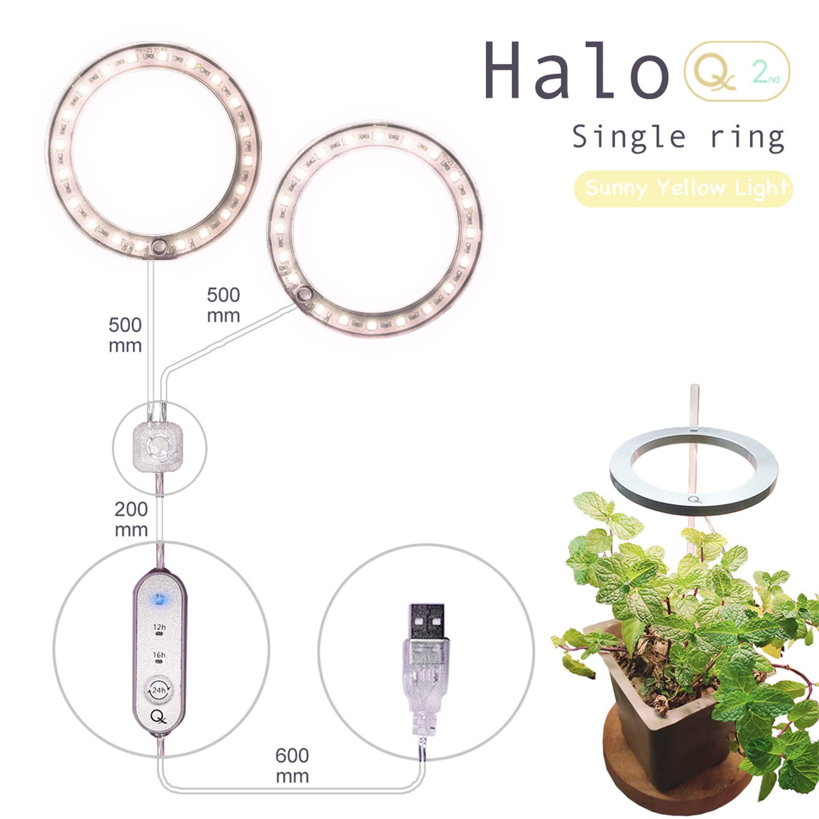 Full Spectrum LED Grow Light, Indoor Plant Lamp, 50W Output, Energy ...