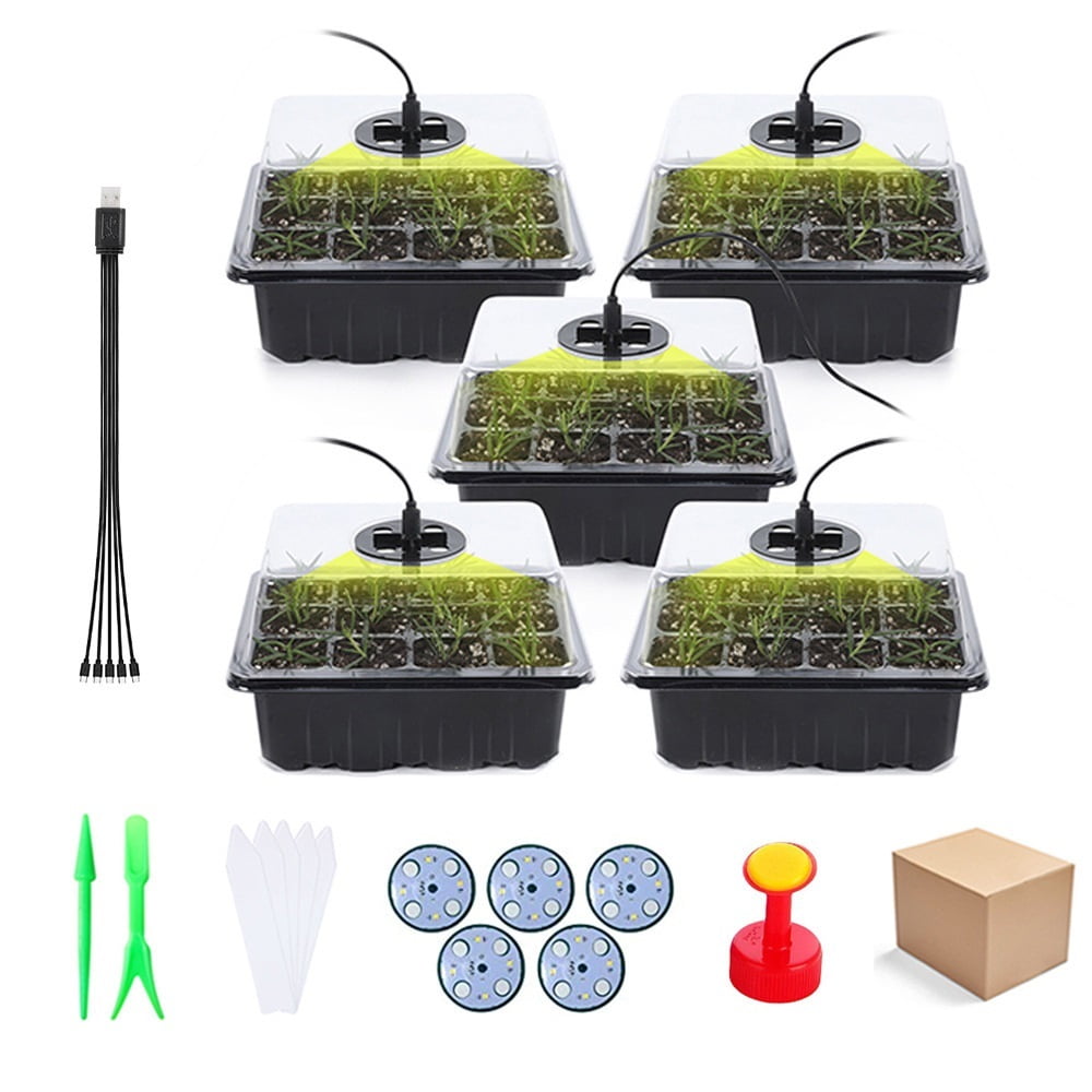 Full Spectrum LED Growing Lamps Seed Starter Trays Greenhouse Growing ...
