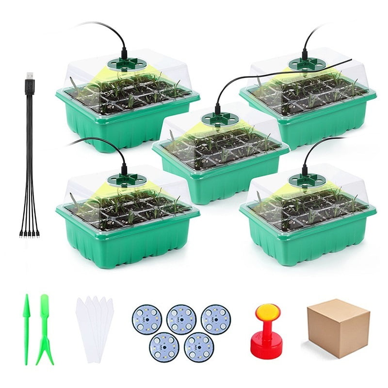 Full Spectrum LED Growing Lamps Seed Starter Trays Greenhouse Growing ...