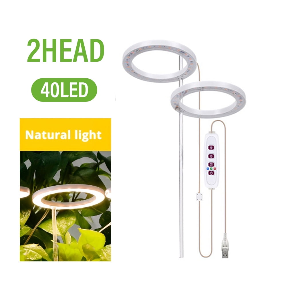 Full Spectrum LED Halo Grow Light - USB Powered, 3-Color Dimmable ...