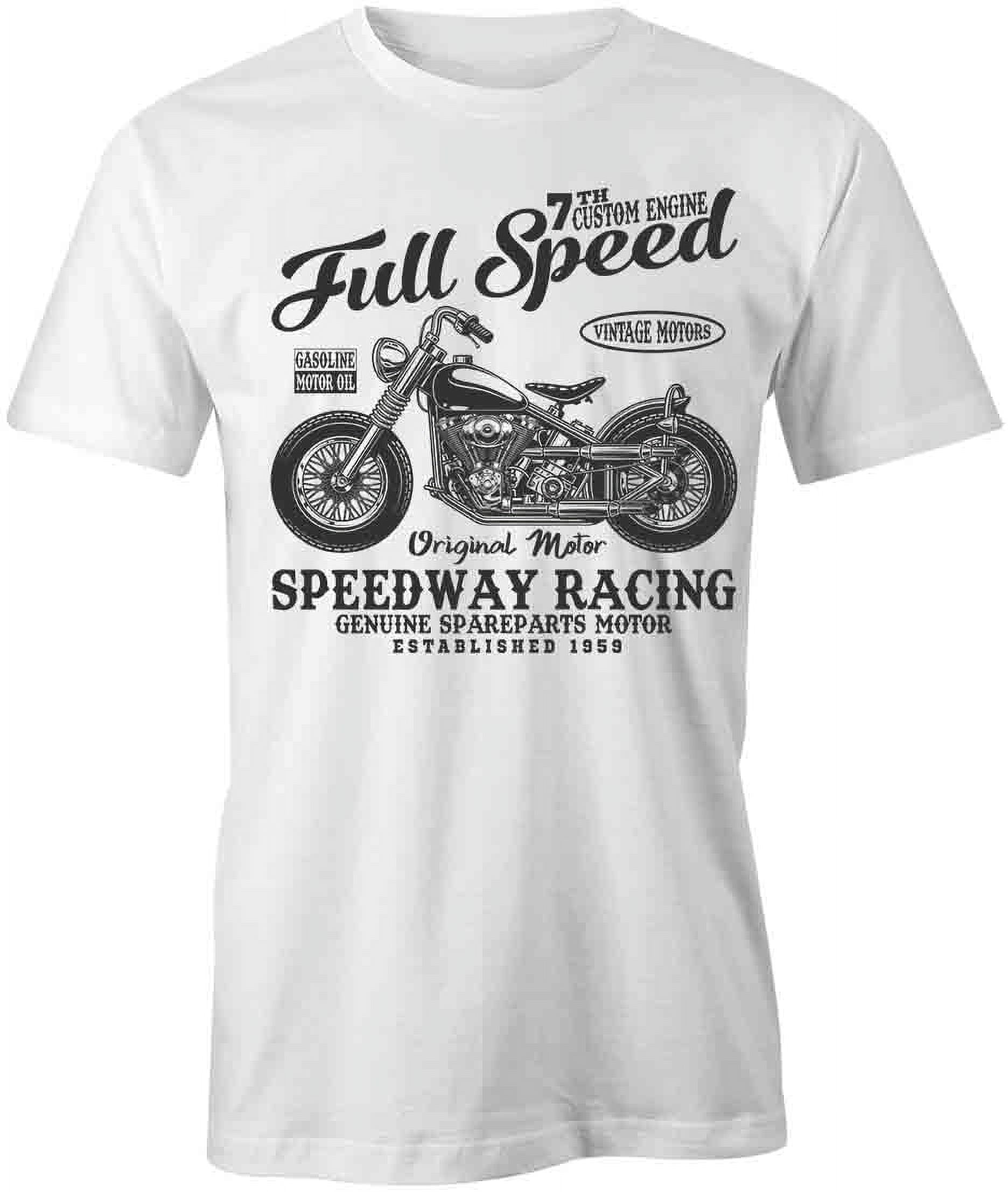 Full Speed Speedway Racing T-Shirt | Cool Motorcycle White Tee Gift ...