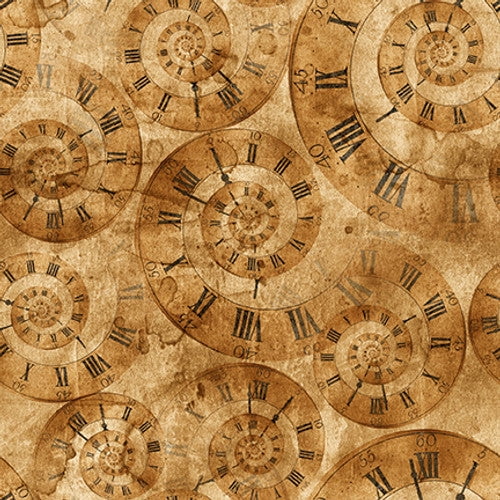 Full Steam Ahead Digital Clock Swirls Cotton Fabric - Walmart.com