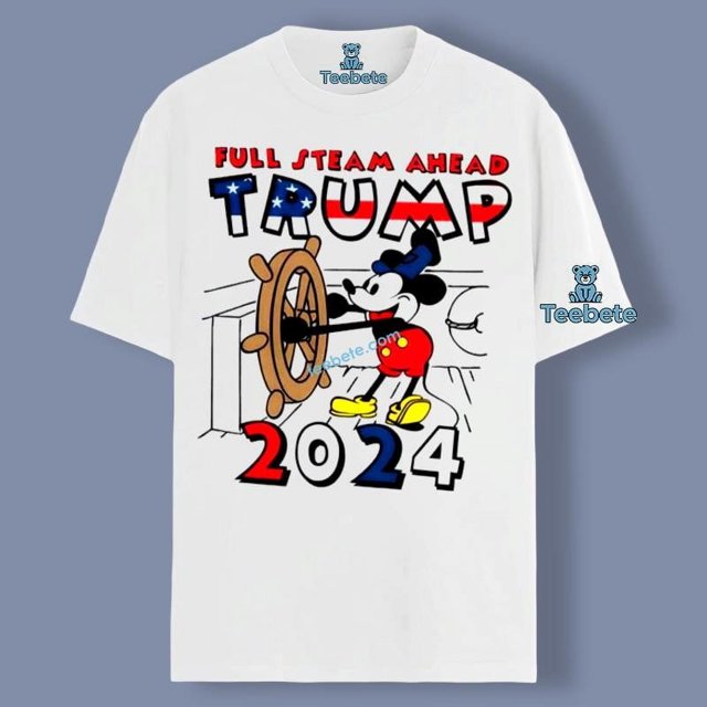 Full Steam Ahead Trump Mickey Mouse Red White Shirt - Walmart.com