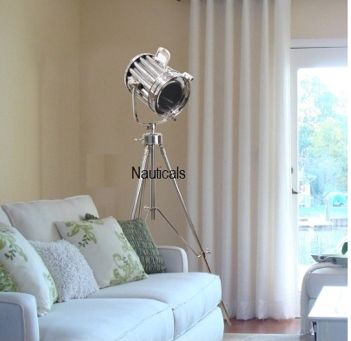 Full Steel Searchlight Chrome Nickel Spotlight Focus Floor Lamp Steel ...