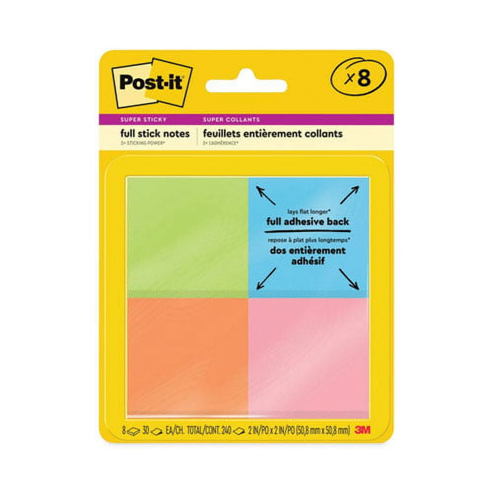 "Full Stick Notes, 2"" x 2"", Energy Boost Collection Colors, 25 Sheets ...