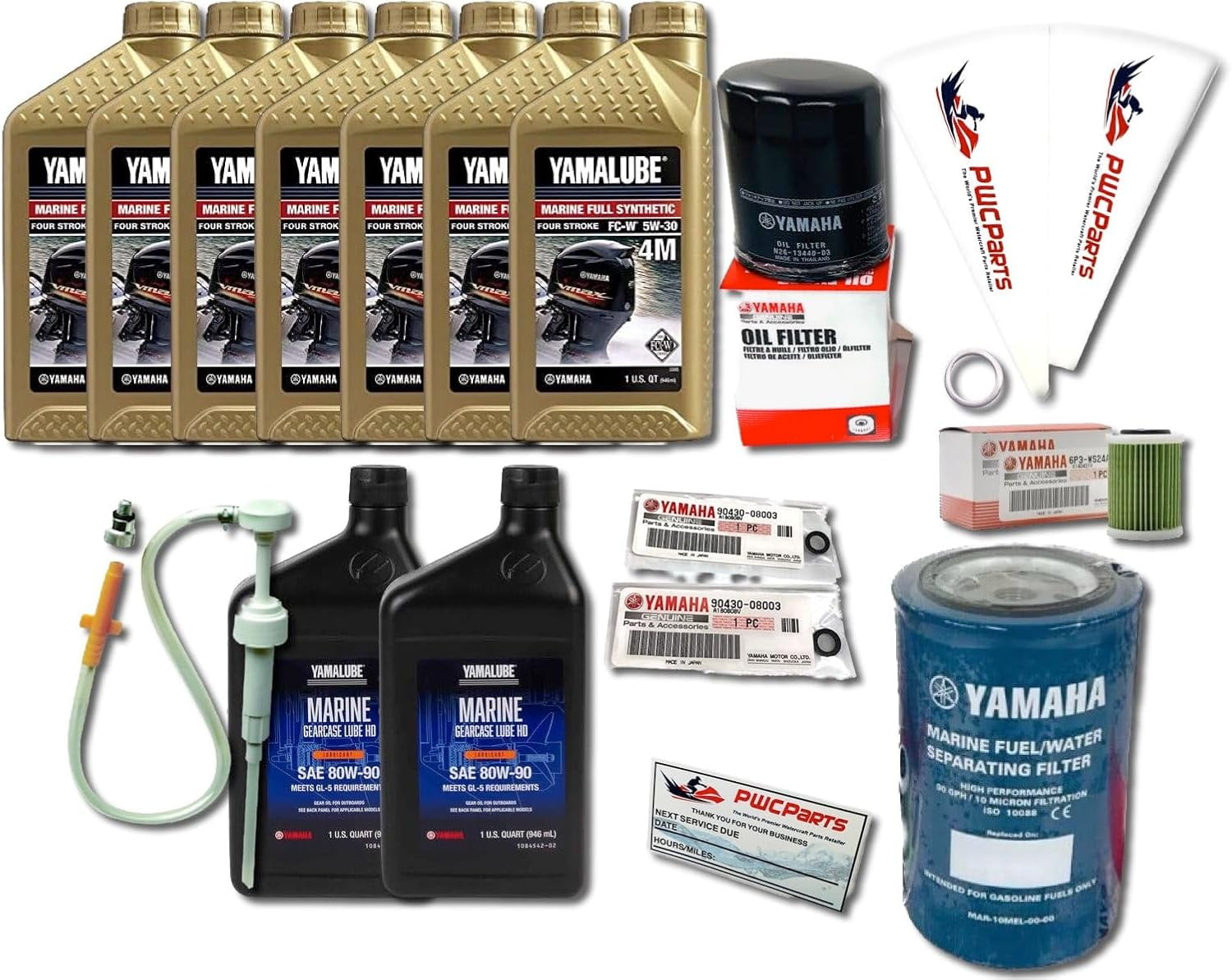 Full-Synthetic Oil Change Maintenance Service Kit Fits YAMAHA 4.2L F225 ...